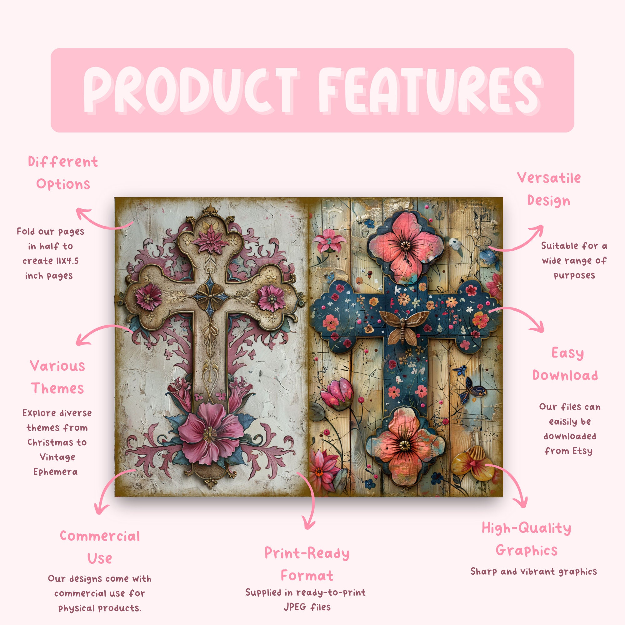 Floral Cross Junk Journal, Holy Week Ephemera, Spring Scripture Kit ...