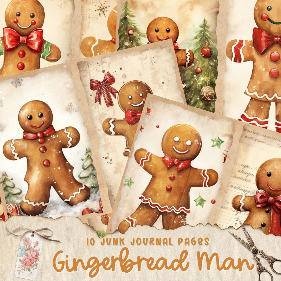 Gingerbread Junk Journal Pages, Christmas Junk Journal, Vintage ...