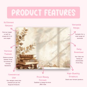 Floral Books Junk Journal Pages, Digital Scrapbook Paper Kit, Library ...