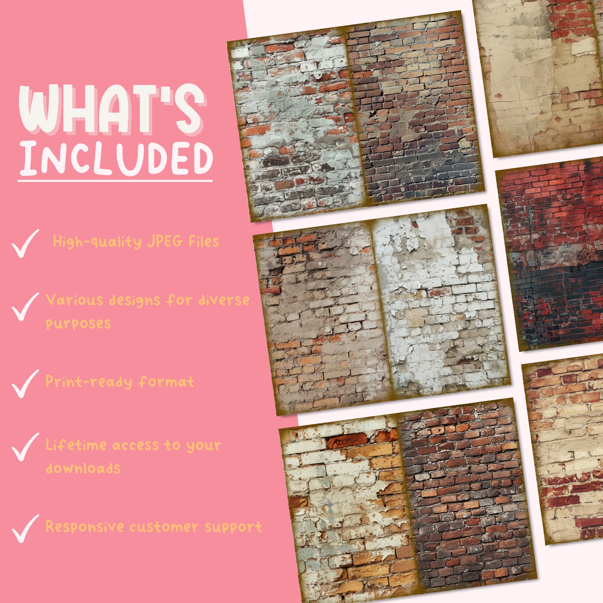 Brick Wall Craft Paper Junk Journal Half Papers Vintage Blank ...