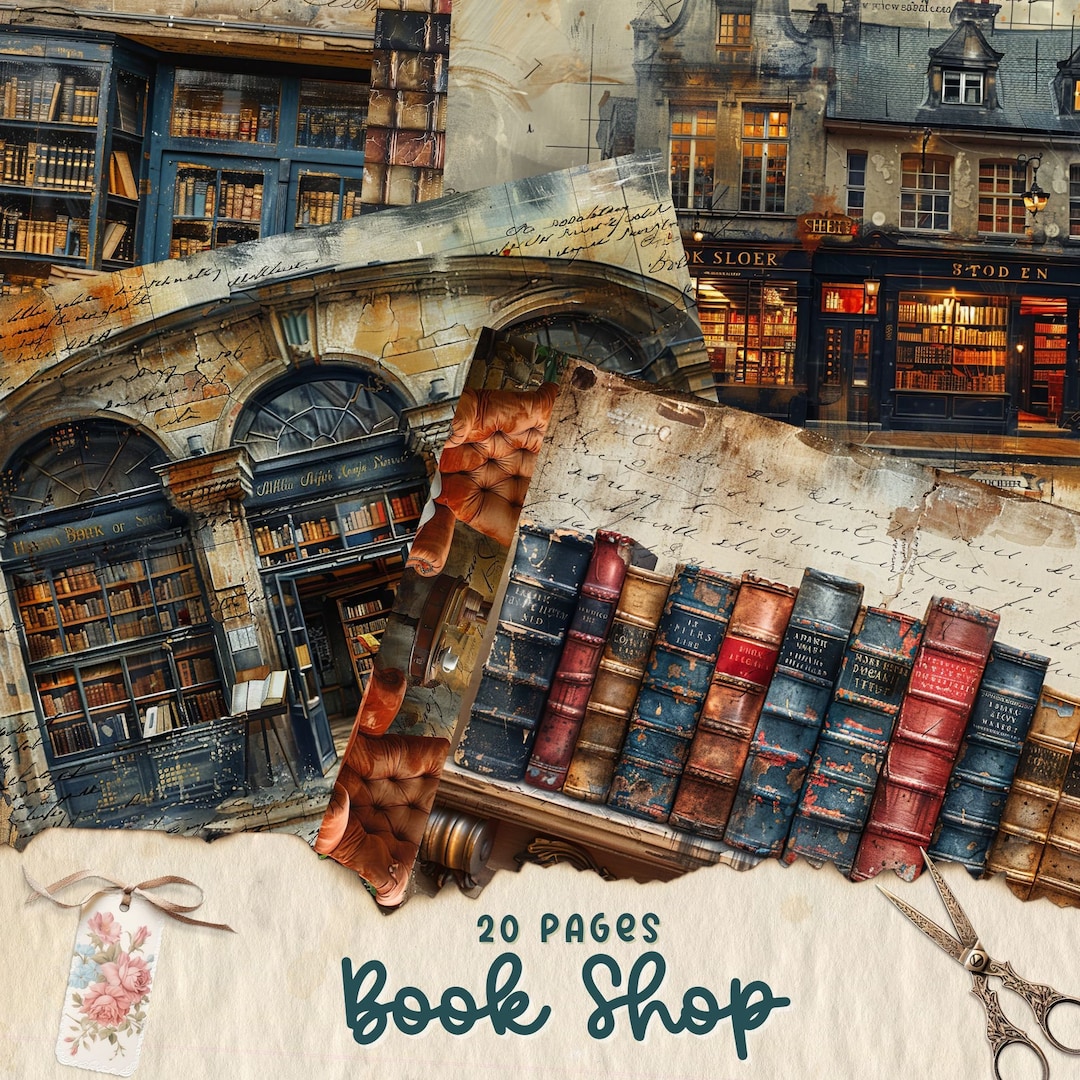 Vintage Books Junk Journal Pages, Digital Scrapbook Paper Kit ...