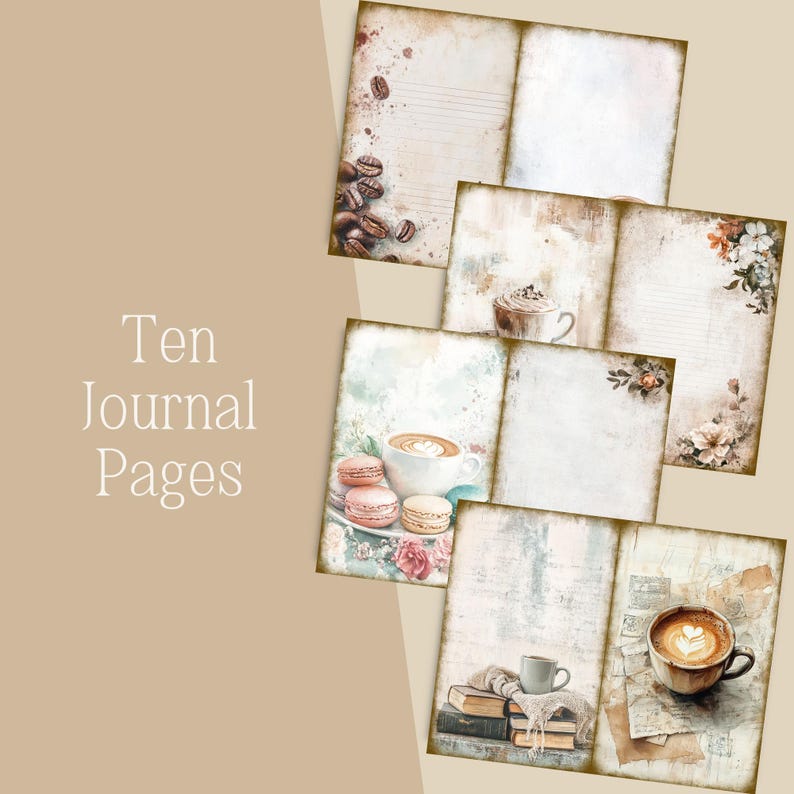 Coffee Junk Journal Kit, Cafe Journal Card, Vintage Printable, Latte ...