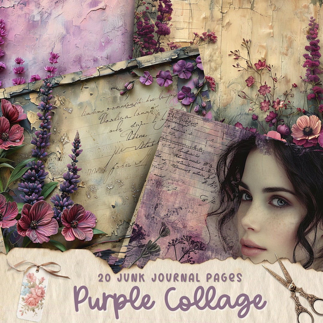 Vintage Botanical Junk Journal Digital Kit, Floral Printable Decorative ...