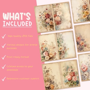 Watercolor Wildflowers Junk Journal Printable Page, Flowers Junk Journal Kit, Junk Journal Paper ...