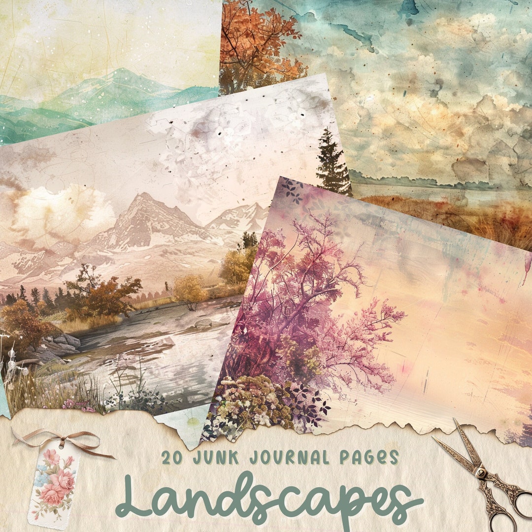 Landscape Junk Journal Kit, Junk Journal Printable Paper, Digital Collage Sheet, Vintage Junk ...