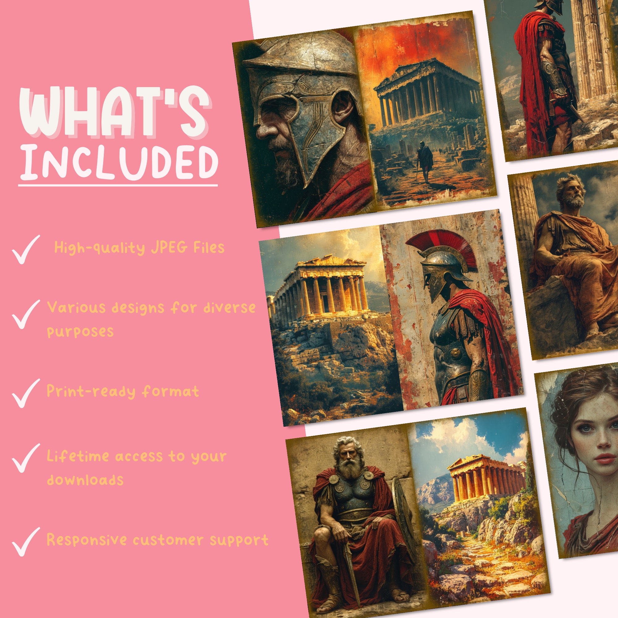 Ancient Greek Junk Journal Pages, Digital Scrapbook Paper Kit, Greece ...