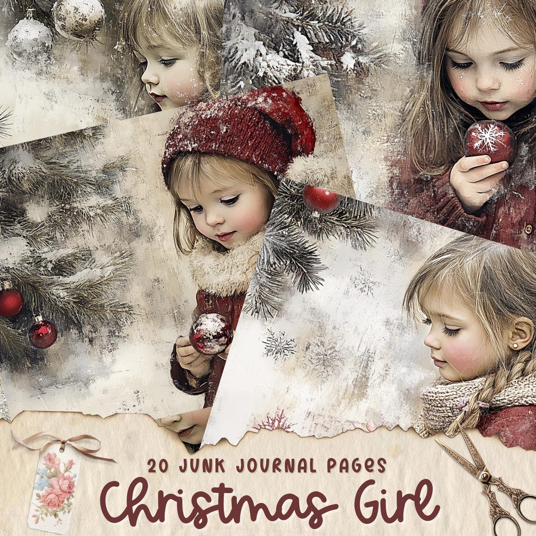 Christmas Girl Junk Journal Kit, Vintage Merry Christmas Junk Journal ...