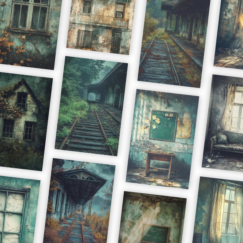 Abandoned Junk Journal Pages, Watercolor Building Printable Papers ...