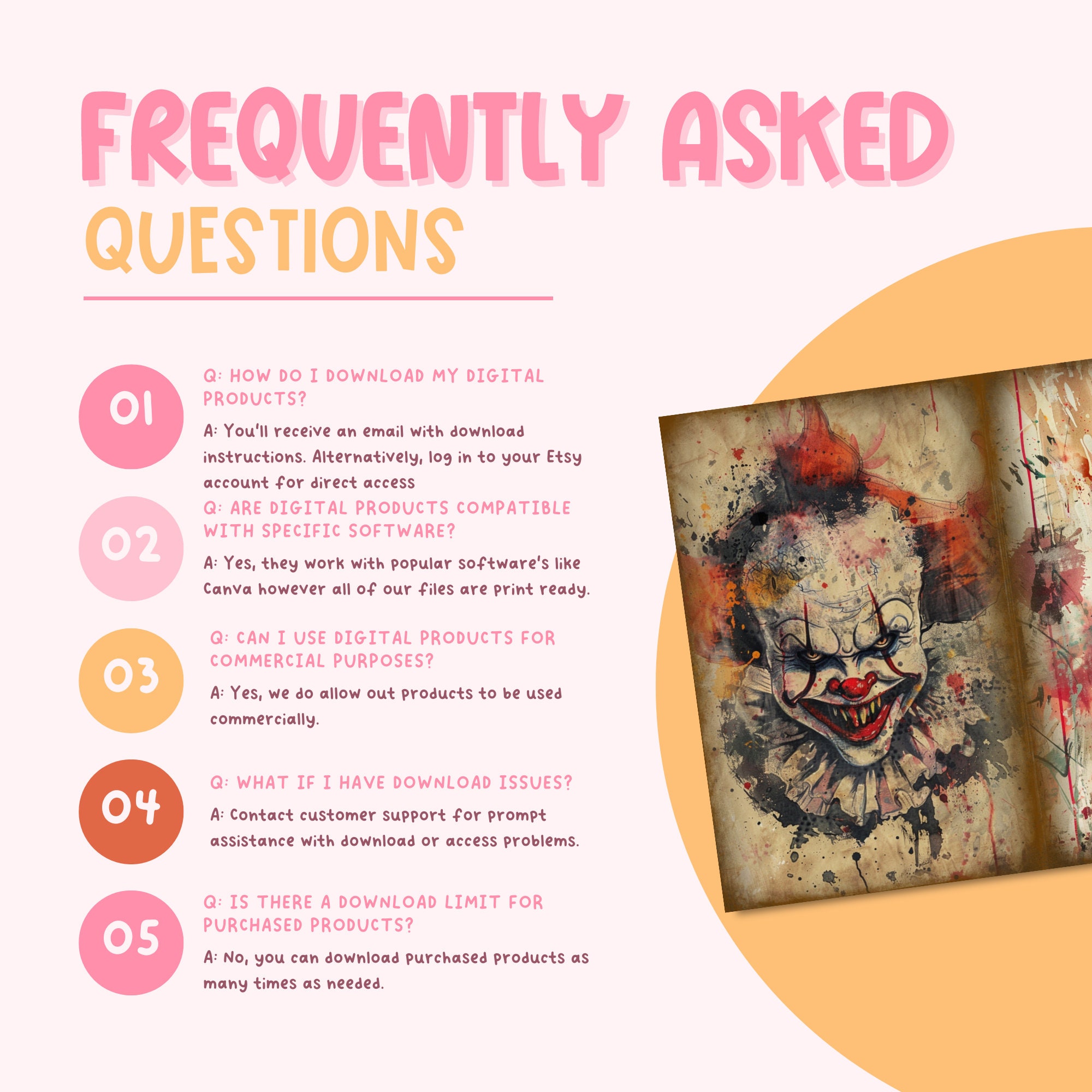 Creepy Clown Junk Journal Printable Pages, Digital Scrapbook Paper Kit ...