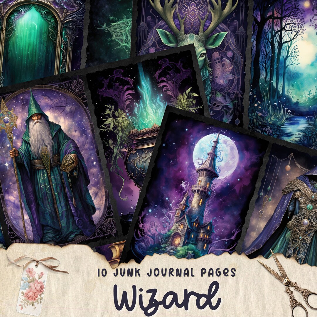 Wizard Junk Journal Kit, Witchcraft Journal Pages, Wizardry Junk ...