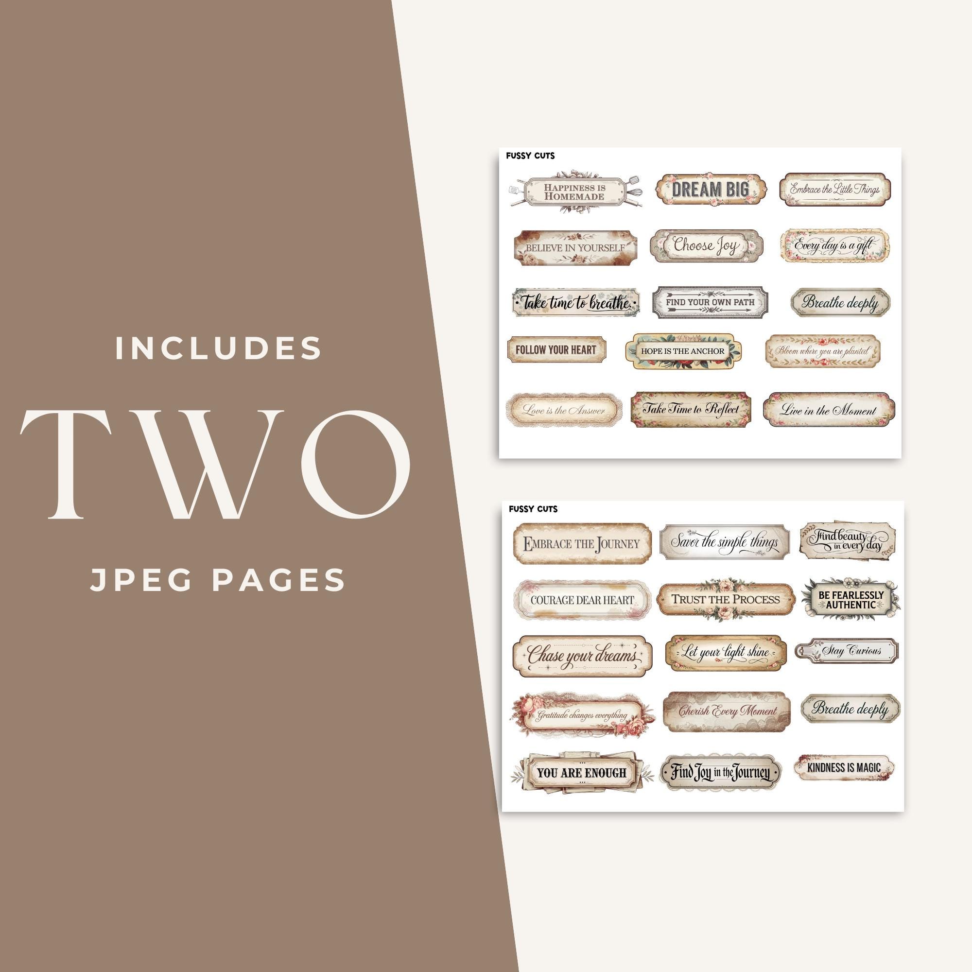 Positive Words Junk Journal Paper Pack | Commercial Use | Digital ...