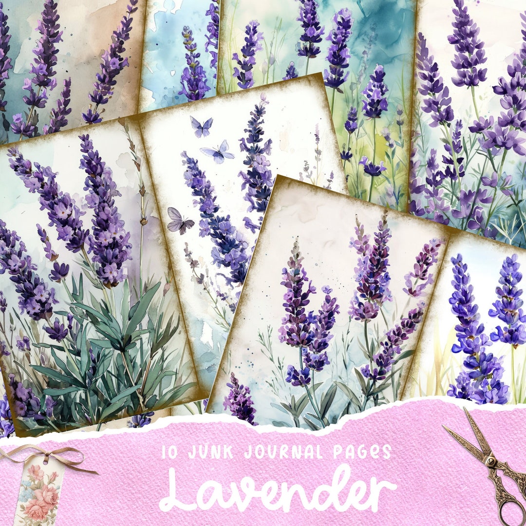 Lavender Junk Journal Paper, Vintage Lavender Junk Journal Kit ...