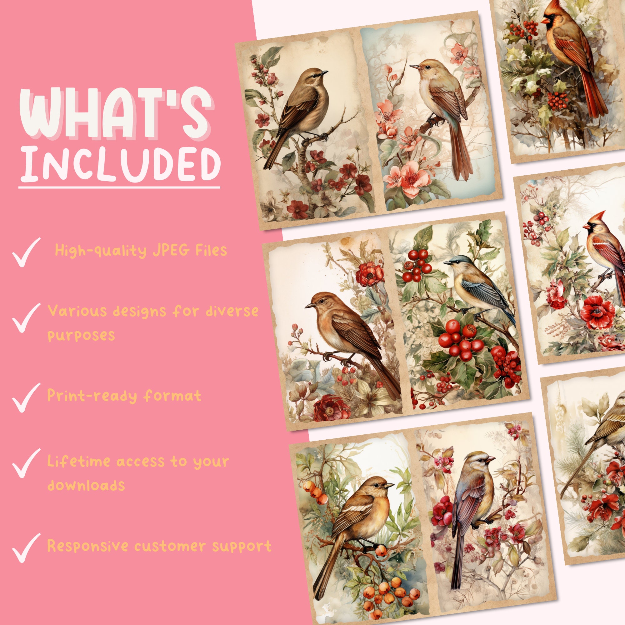 Winter Birds, Vintage Christmas Bird Tags, Christmas Journal, Labels ...