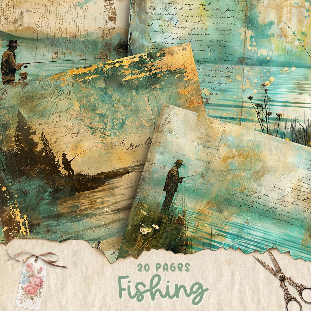 Fishing Junk Journal Pages, Fishermen Ephemera, Vintage Fisherman ...
