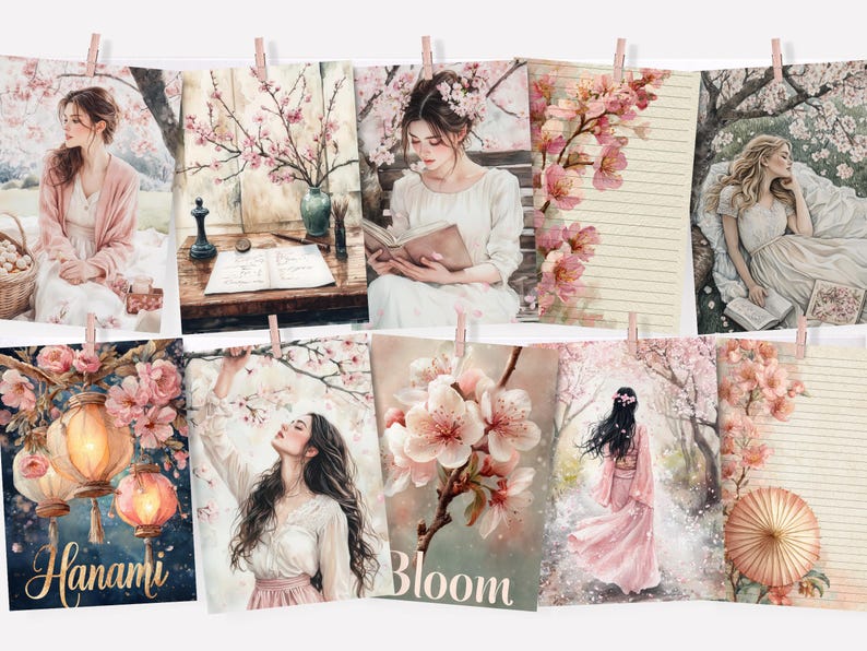 Cherry Blossom Junk Journal Pages, Sakura Printable Kit, Japanese ...
