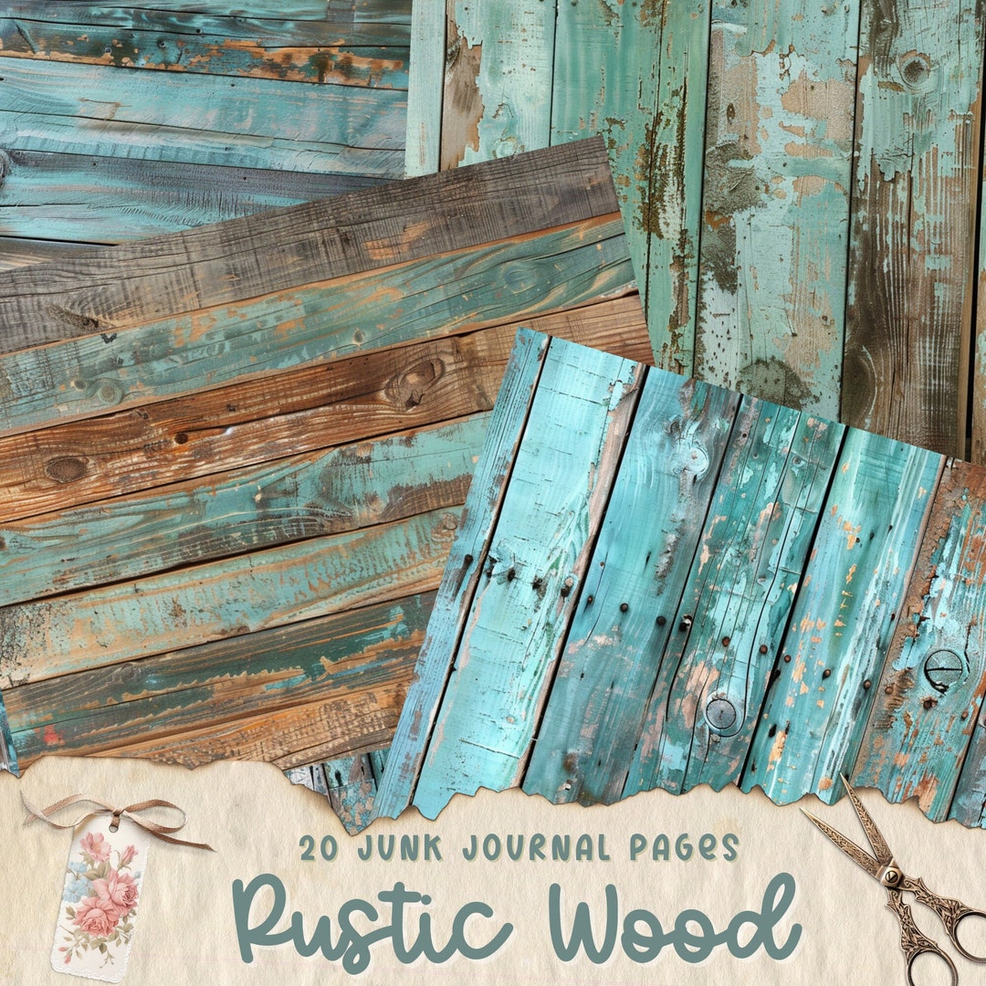 Rustic Wood Junk Journal Paper Scrapbook, Printable Paper, Junk Journal ...