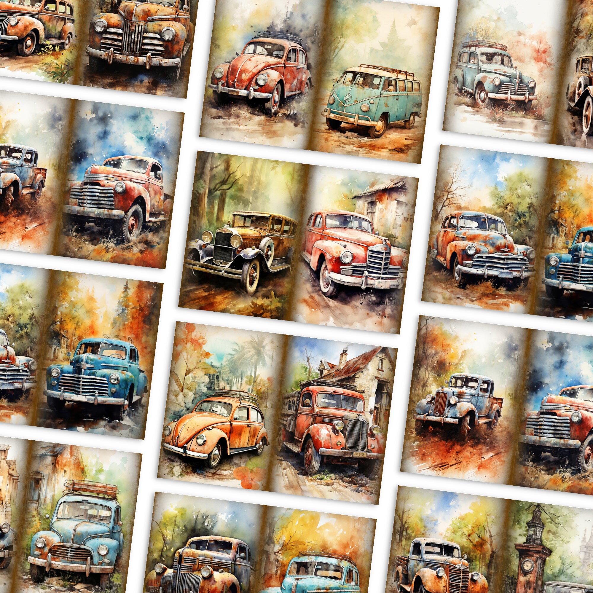 Vintage Car Junk Journal Kit, Vehicle Printable, Ephemera, Journaling ...