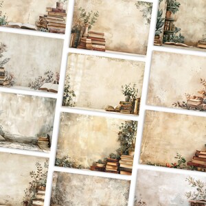 Floral Books Junk Journal Pages, Digital Scrapbook Paper Kit, Library ...