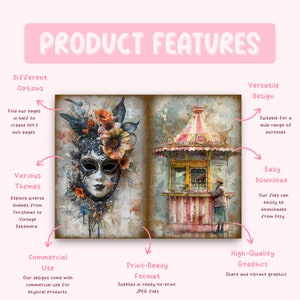 Carnival Junk Journal Printable Pages, Digital Scrapbook Paper Kit ...