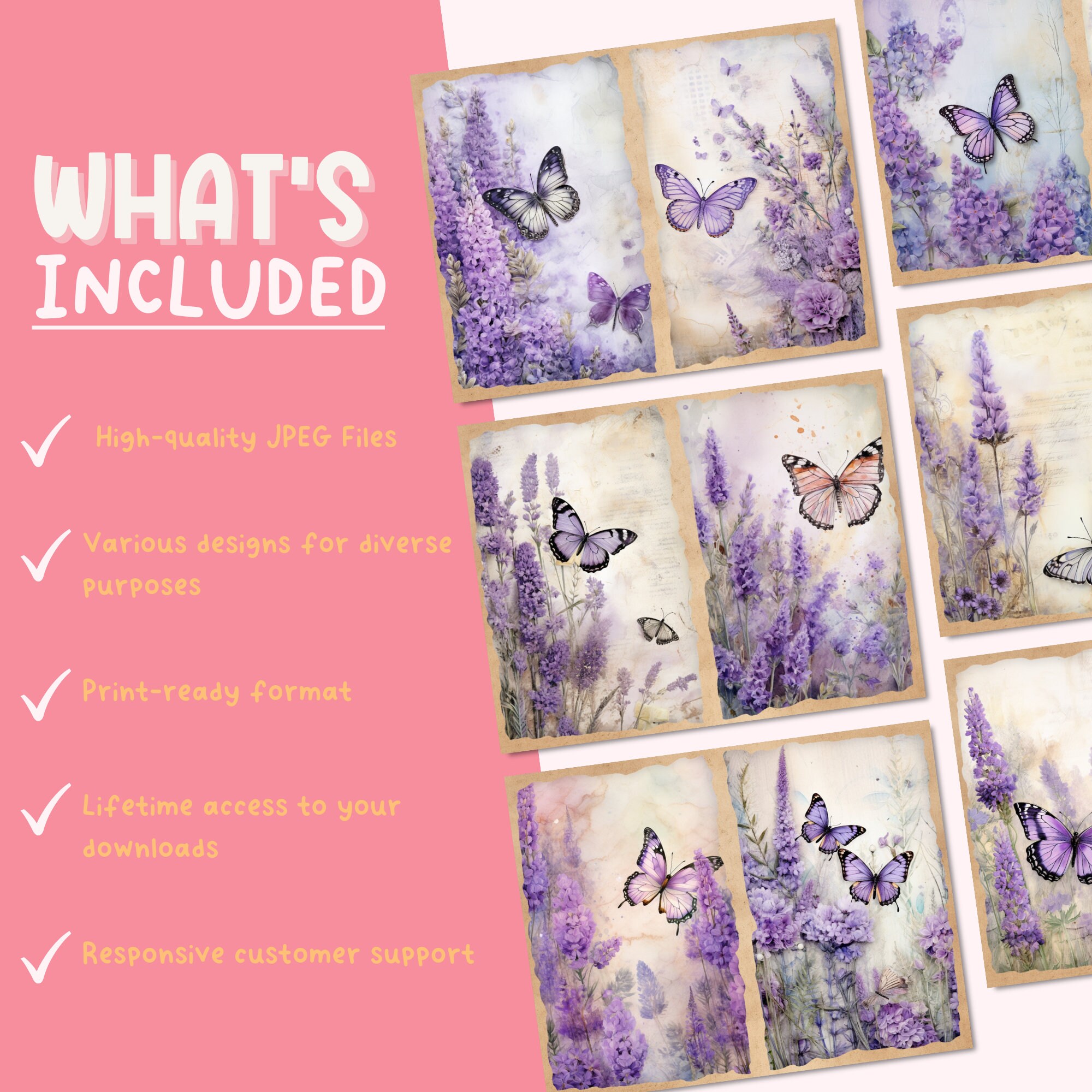 Lavender Junk Journal Paper, Vintage Lavender Junk Journal Kit ...