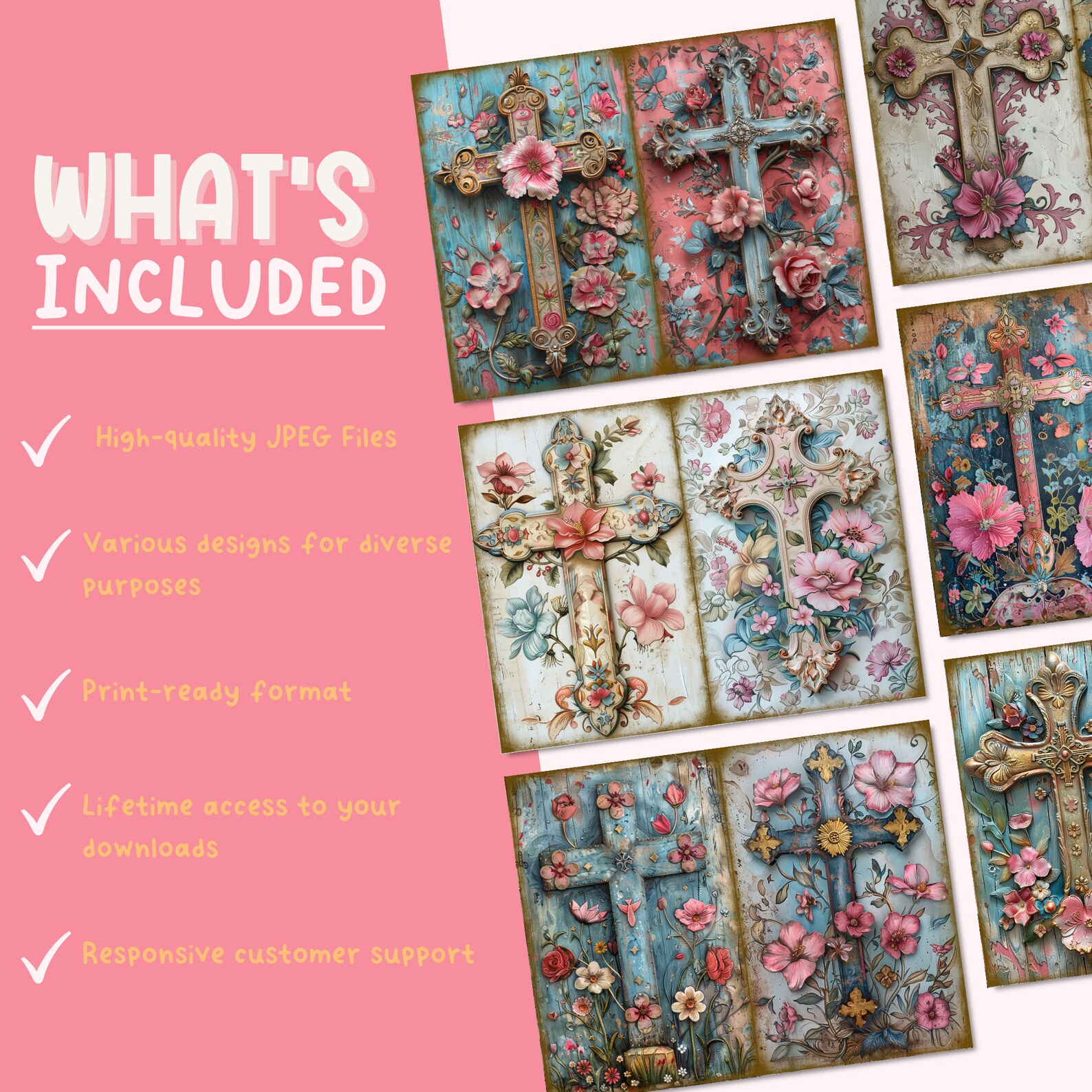 Floral Cross Junk Journal, Holy Week Ephemera, Spring Scripture Kit ...