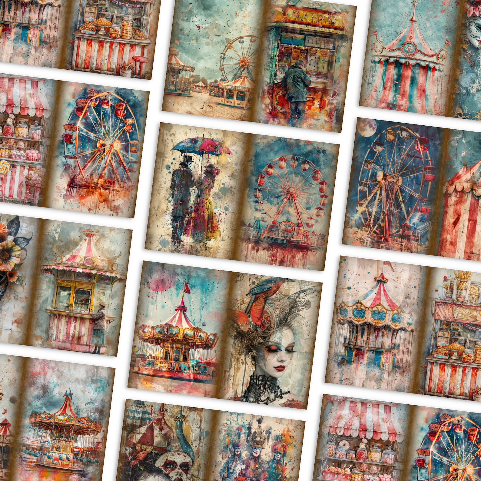 Carnival Junk Journal Printable Pages, Digital Scrapbook Paper Kit ...