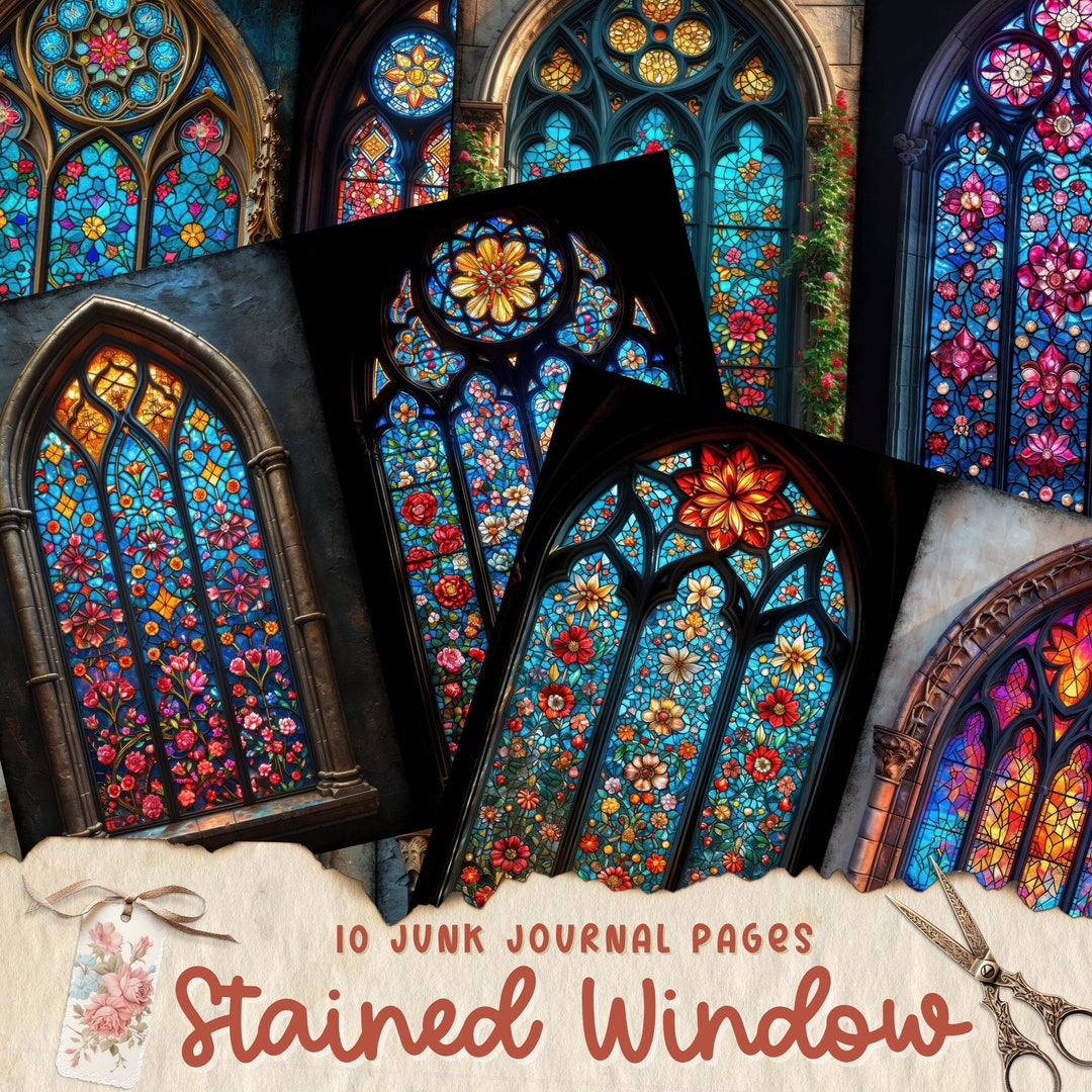 Gothic Window Junk Journal Pages, Dark Fantasy Scrapbook Page ...