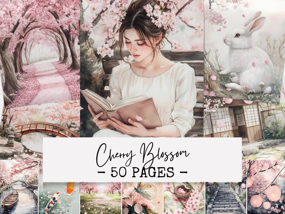 Cherry Blossom Junk Journal Pages, Sakura Printable Kit, Japanese ...
