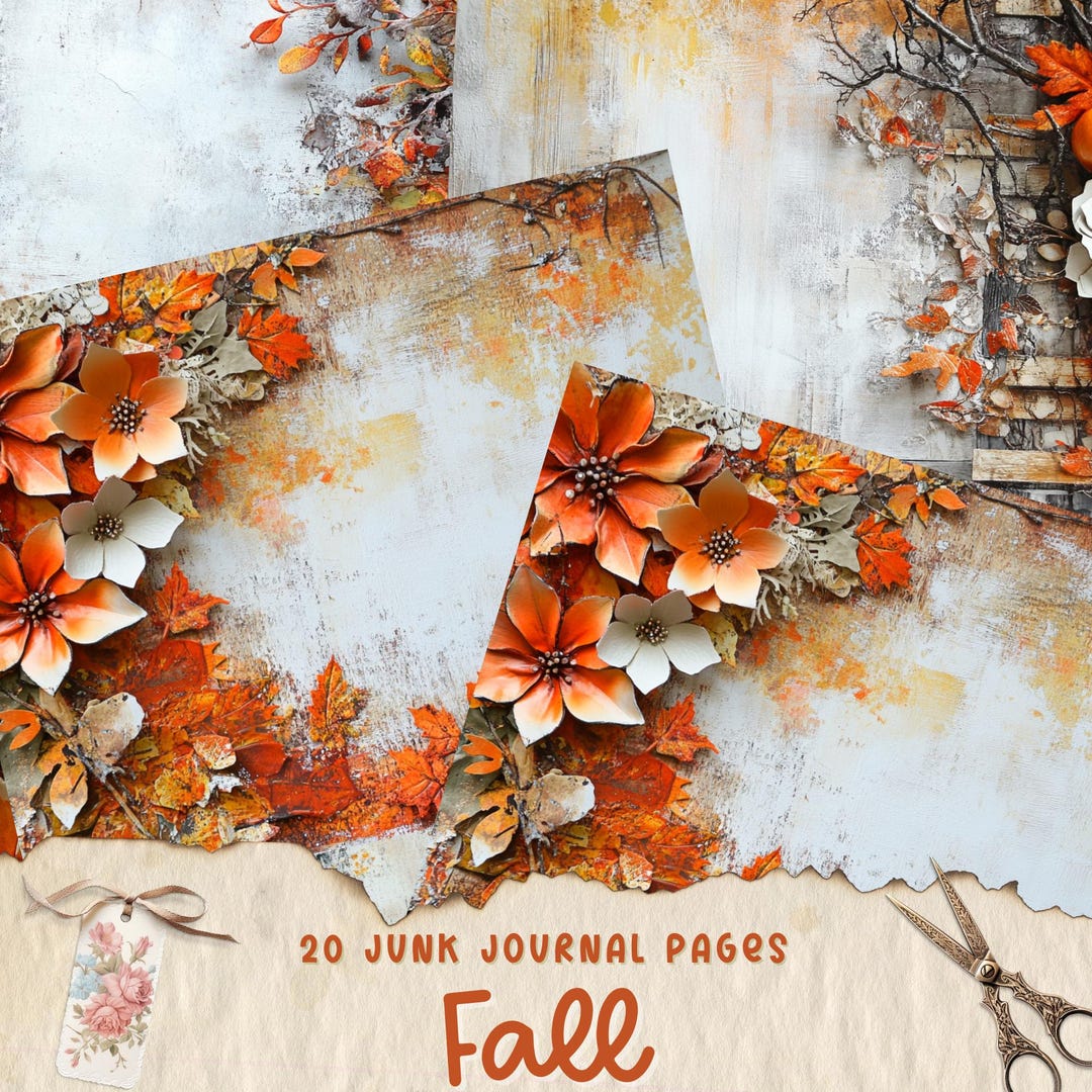 Fall Junk Journal Pages, Digital Fall Scrapbook Paper, Printable Autumn ...