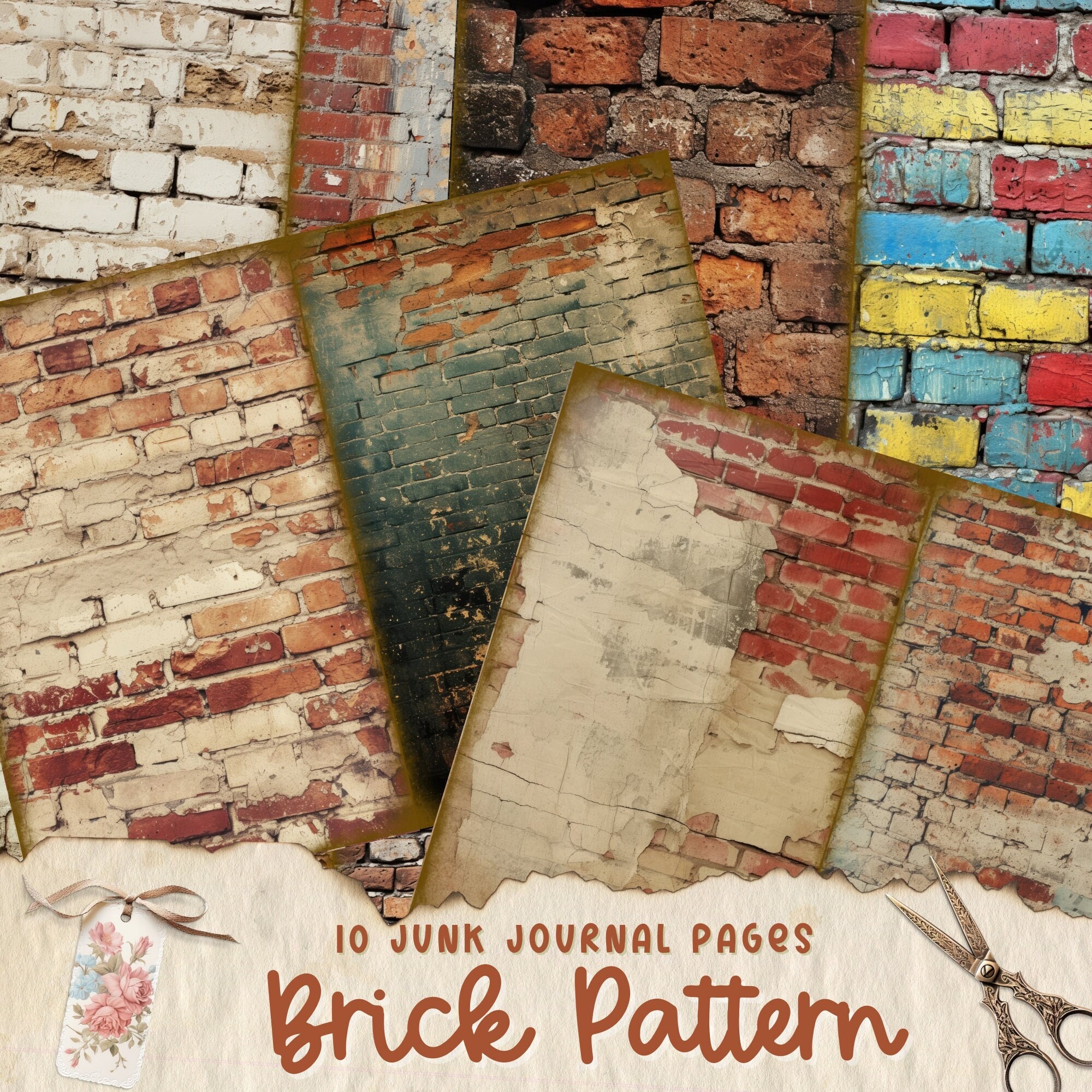 Brick Wall Craft Paper Junk Journal Half Papers Vintage Blank ...