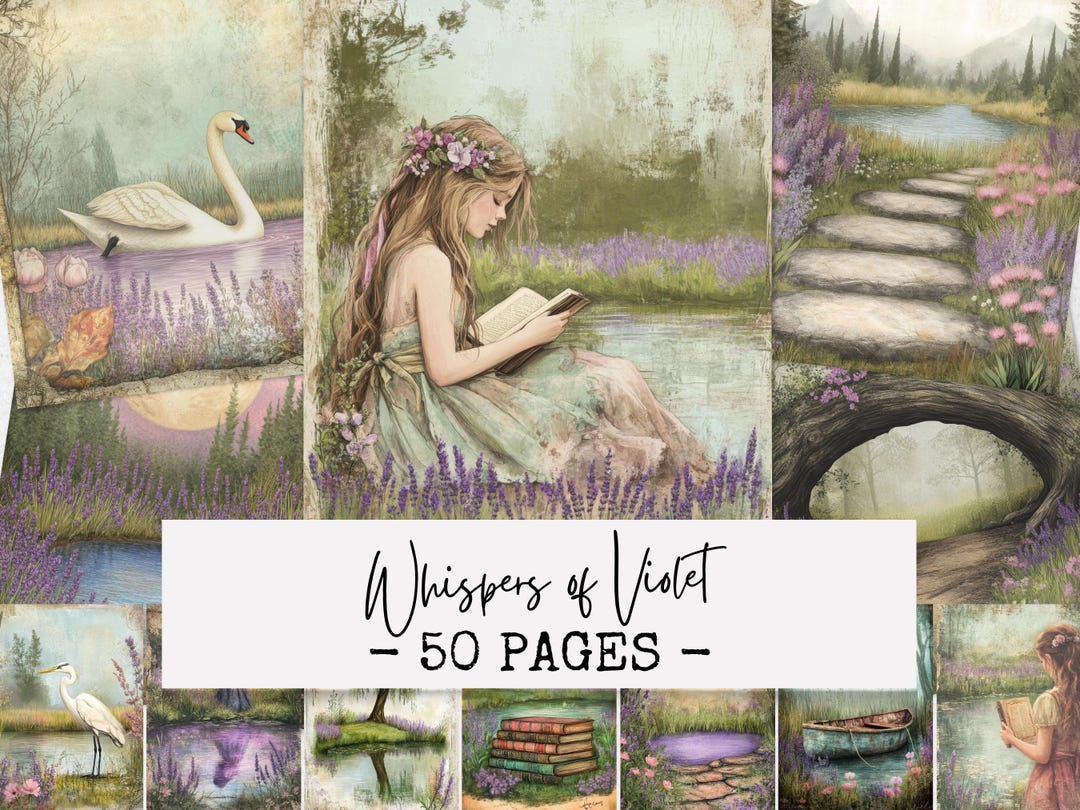 Whispers of Violet Junk Journal Pages, Dreamy Vintage Printable Art ...