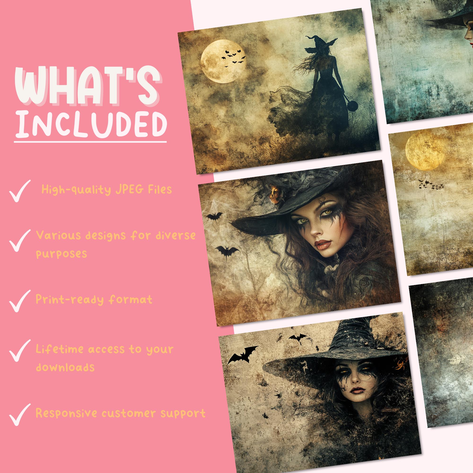 Witch Junk Journal Pages, Digital Scrapbook Paper Kit, Halloween ...