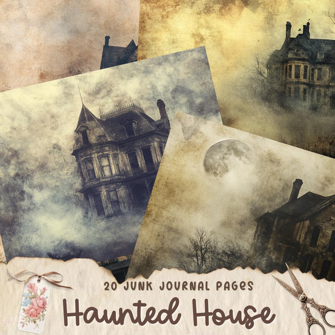 Haunted House Junk Journal Printable Pages, Digital Scrapbook Paper Kit ...