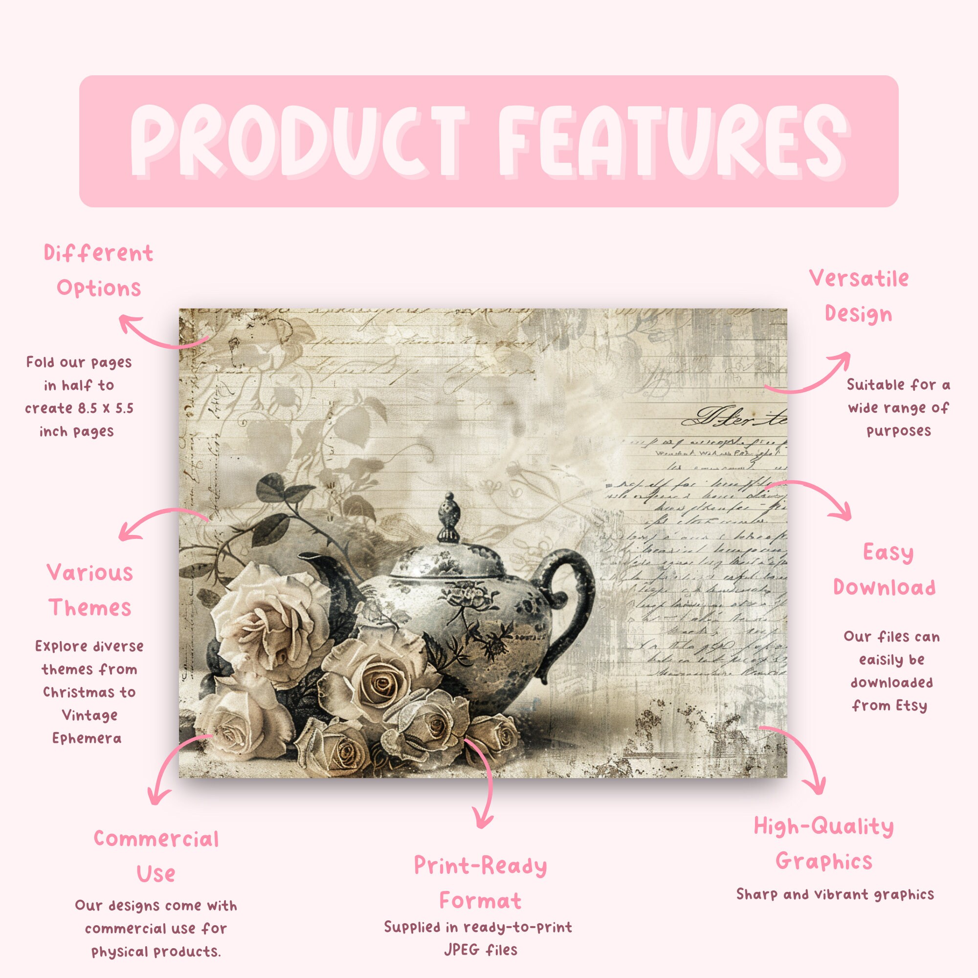 Vintage Teapot Junk Journal Printable Pages, Floral Tea Junk Journal ...