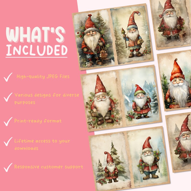 Gnome Junk Journal Pages Ephemera Digital Scrapbook Paper Kit Collage ...