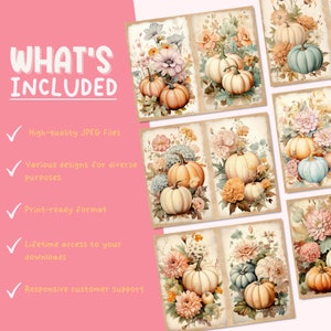 Autumn Junk Journal Kit, Fall Junk Journal Pages, Floral Pumpkin Junk ...