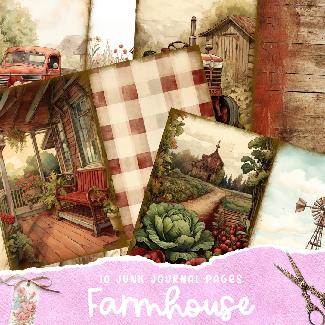 Watercolor Country Farm Junk Journal Printable Pages, Farm House Junk ...