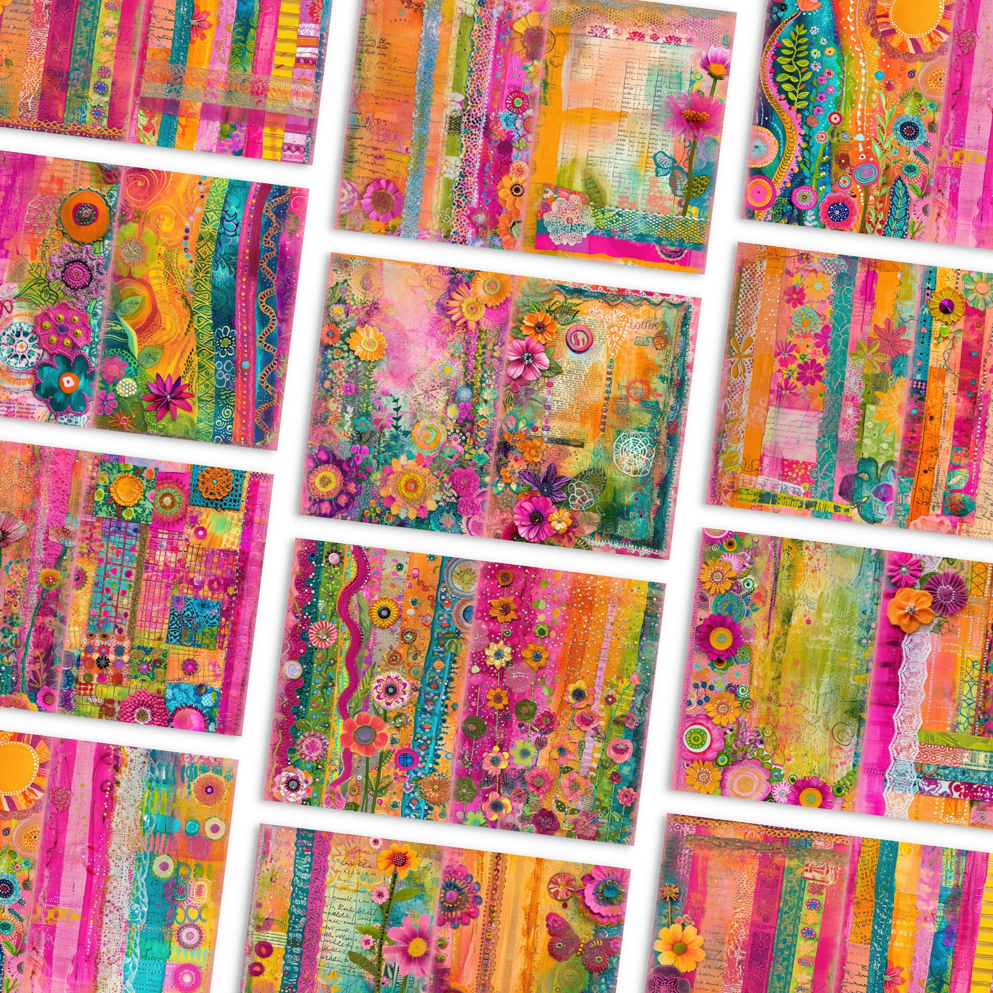 Hippie Pattern | Commercial Use | Digital Paper | Hippie Textures ...