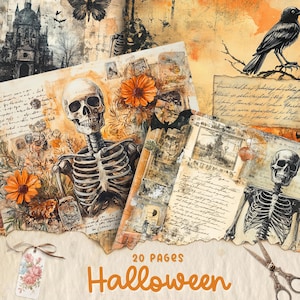 Halloween Junk Journal Printable Pages, Digital Scrapbook Paper Kit ...