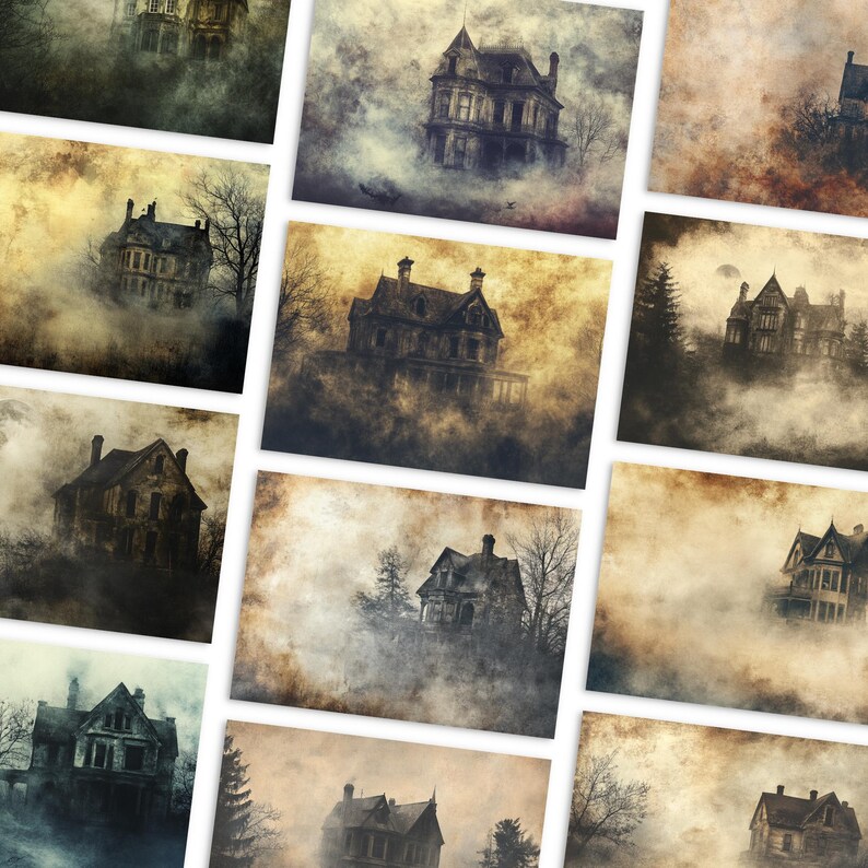 Haunted House Junk Journal Printable Pages, Digital Scrapbook Paper Kit ...