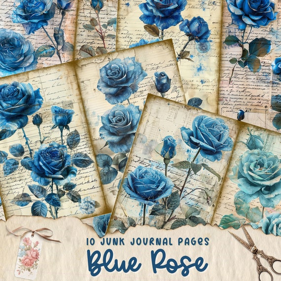 Blue Vintage Roses Wallpaper