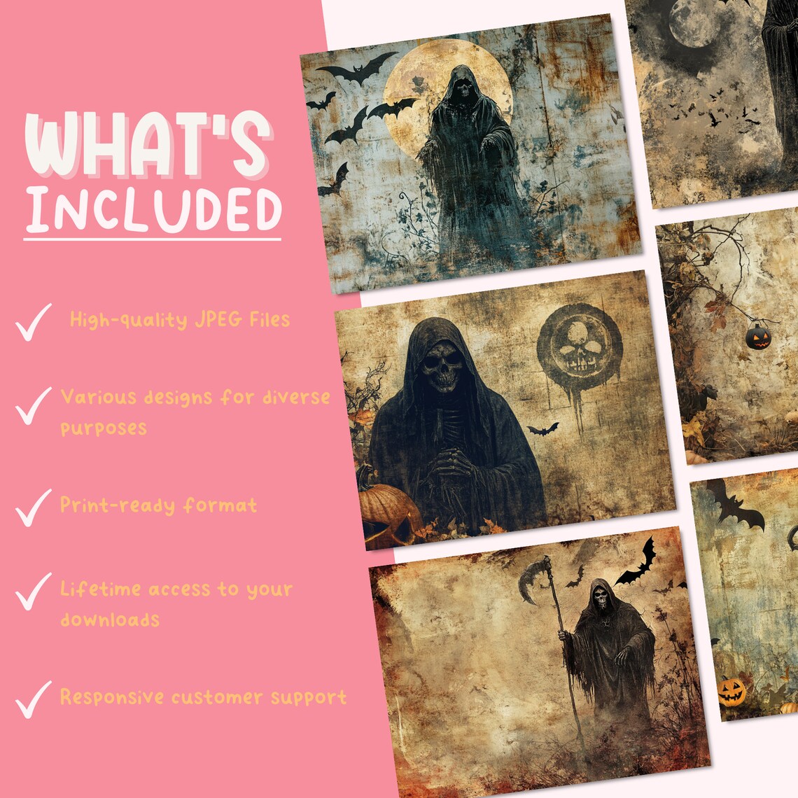 Grim Reaper Junk Journal Printable Pages, Digital Scrapbook Paper Kit ...