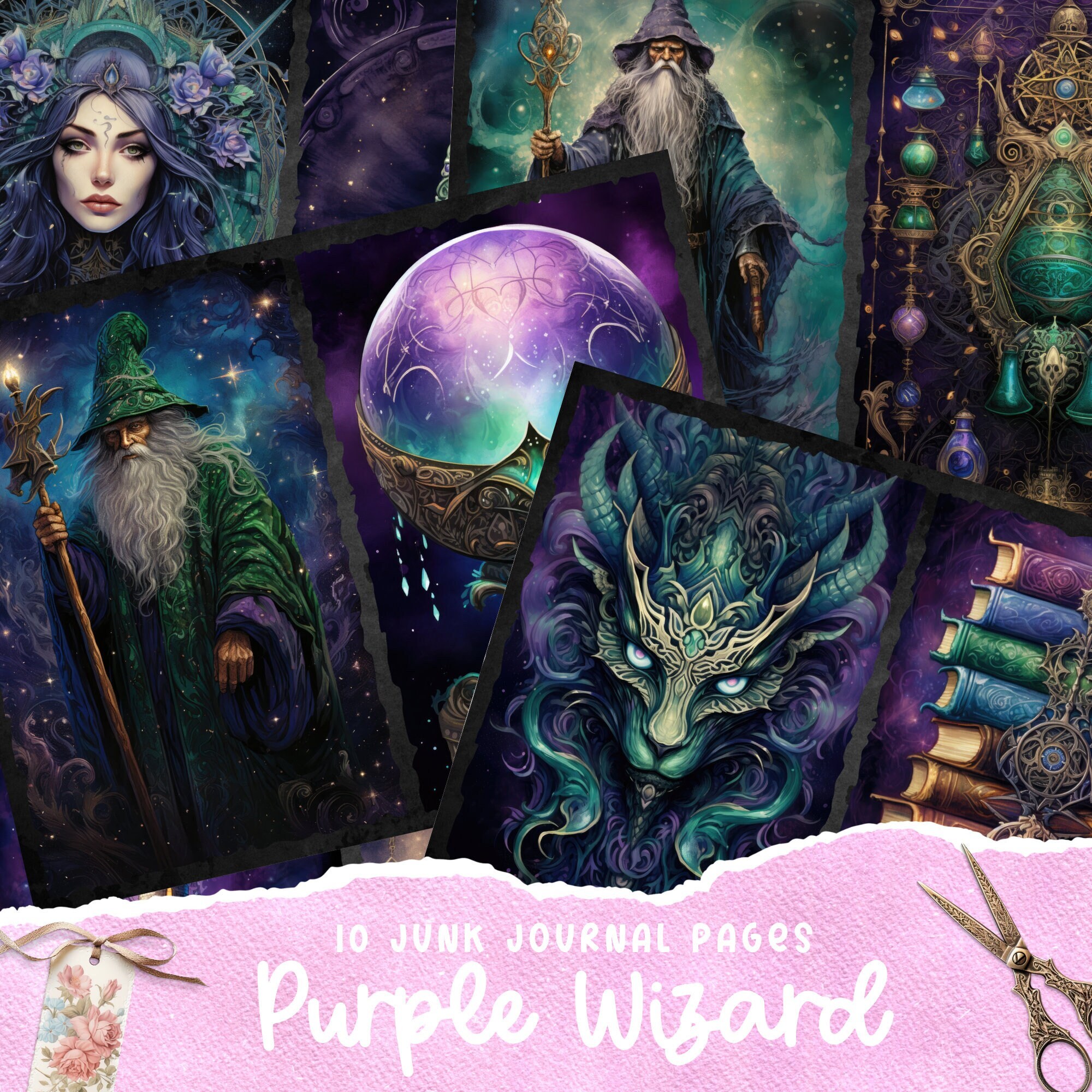 Wizard Junk Journal Kit, Witchcraft Journal Pages, Wizardry Junk ...