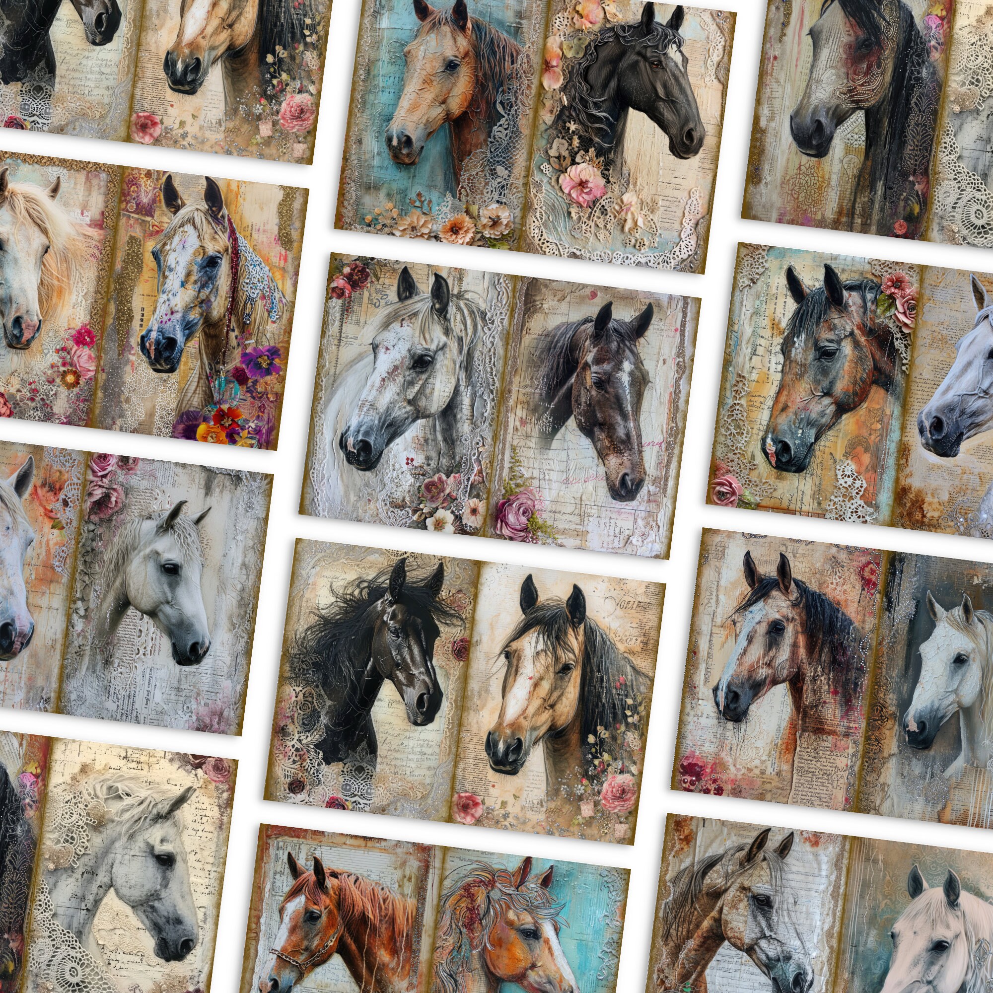 Horse Junk Journal Papers Kit, Animal Ephemera, Printable Download ...