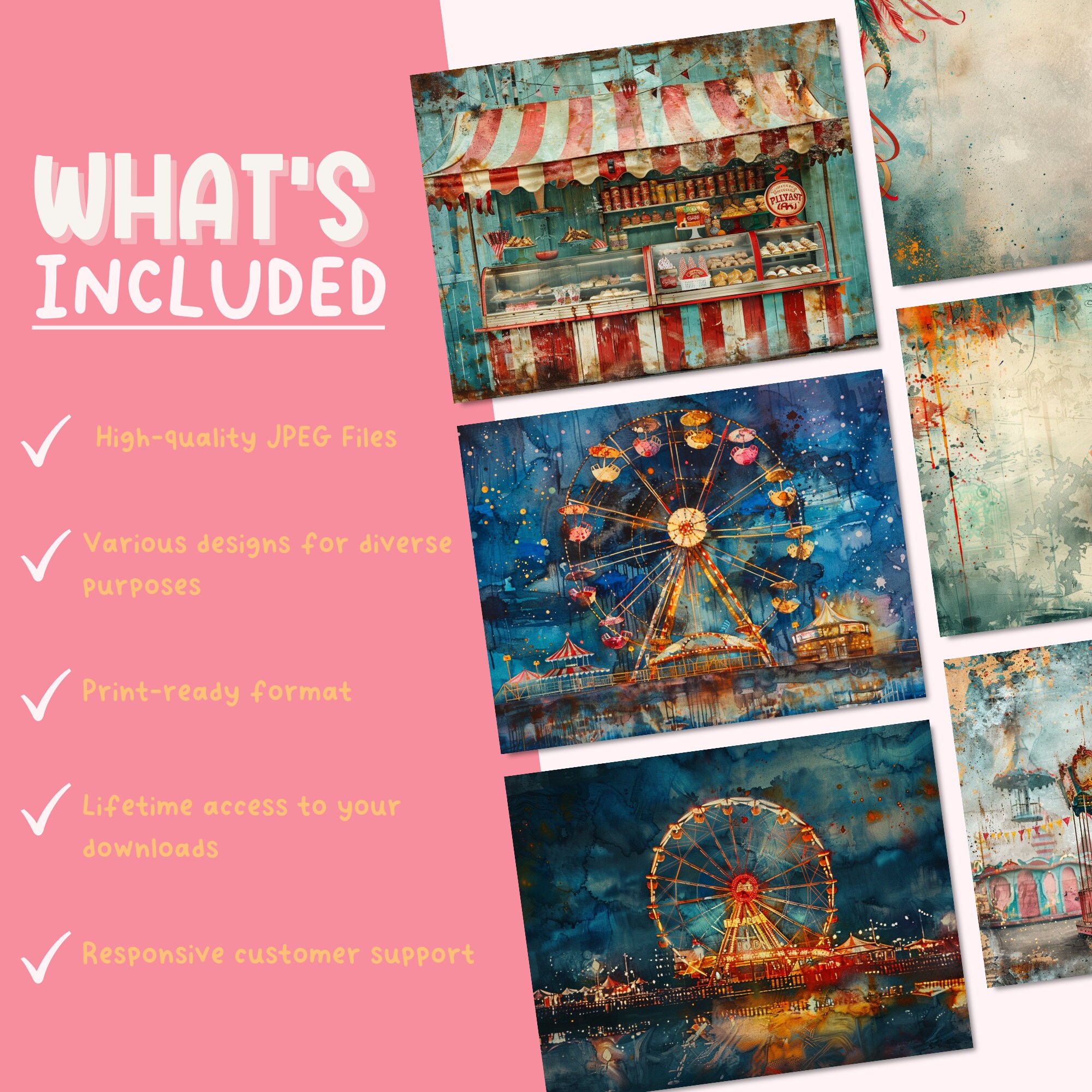 Carnival Junk Journal Printable Pages, Digital Scrapbook Paper Kit ...