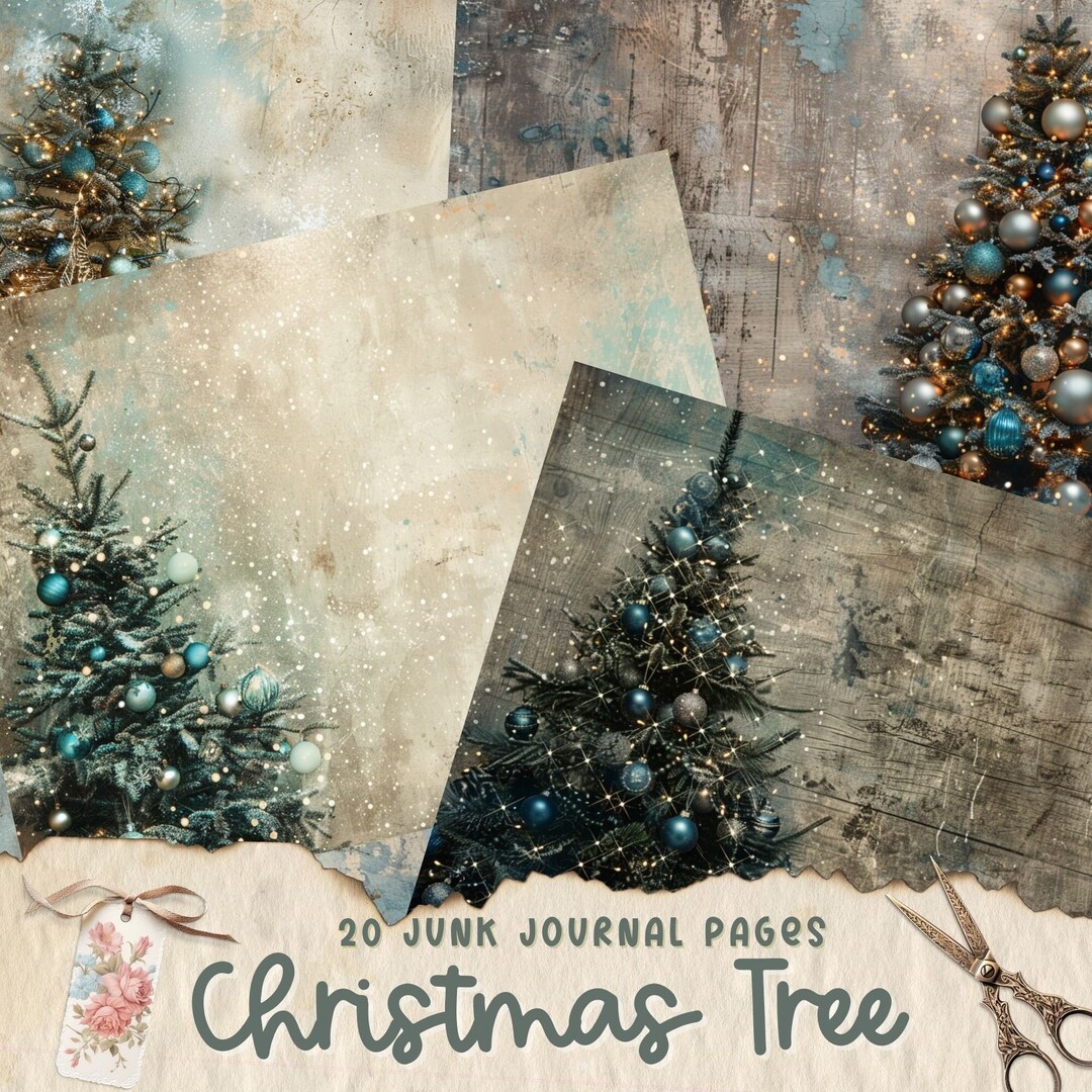 Christmas Junk Journal Kit, Christmas Junk Journal Page, Christmas Tree ...