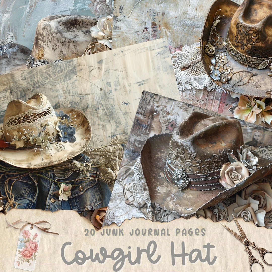 Cowgirl Hat Junk Journal Pages, Western Junk Journal Printable, Cowboy ...