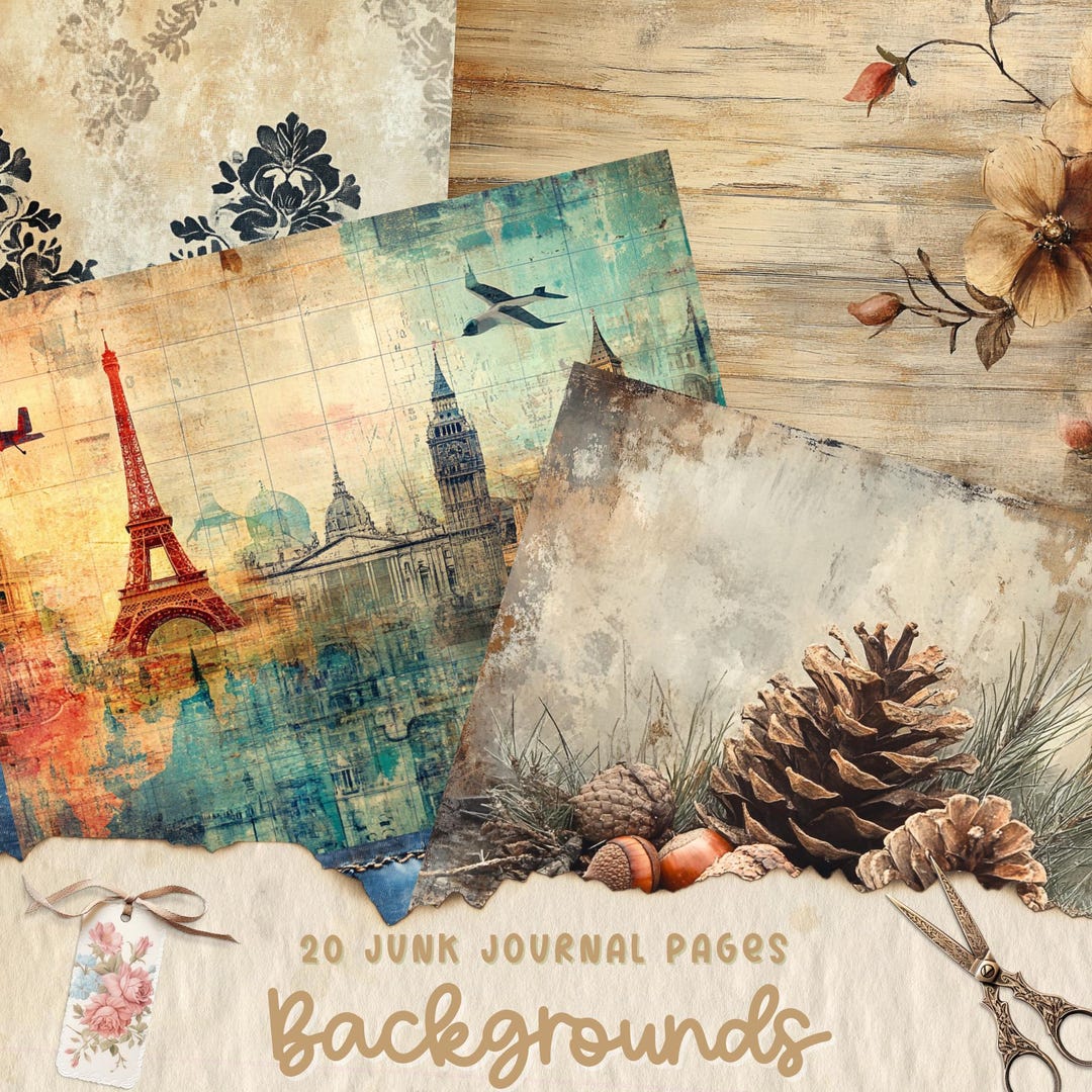 Background Junk Journal Pages, Vintage Ephemera, Digital Printable ...