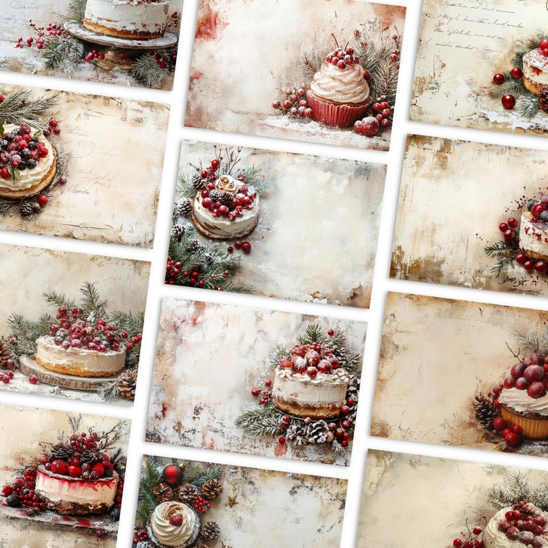 Christmas Desserts Junk Journal Page Kit, Vintage Christmas Paper ...
