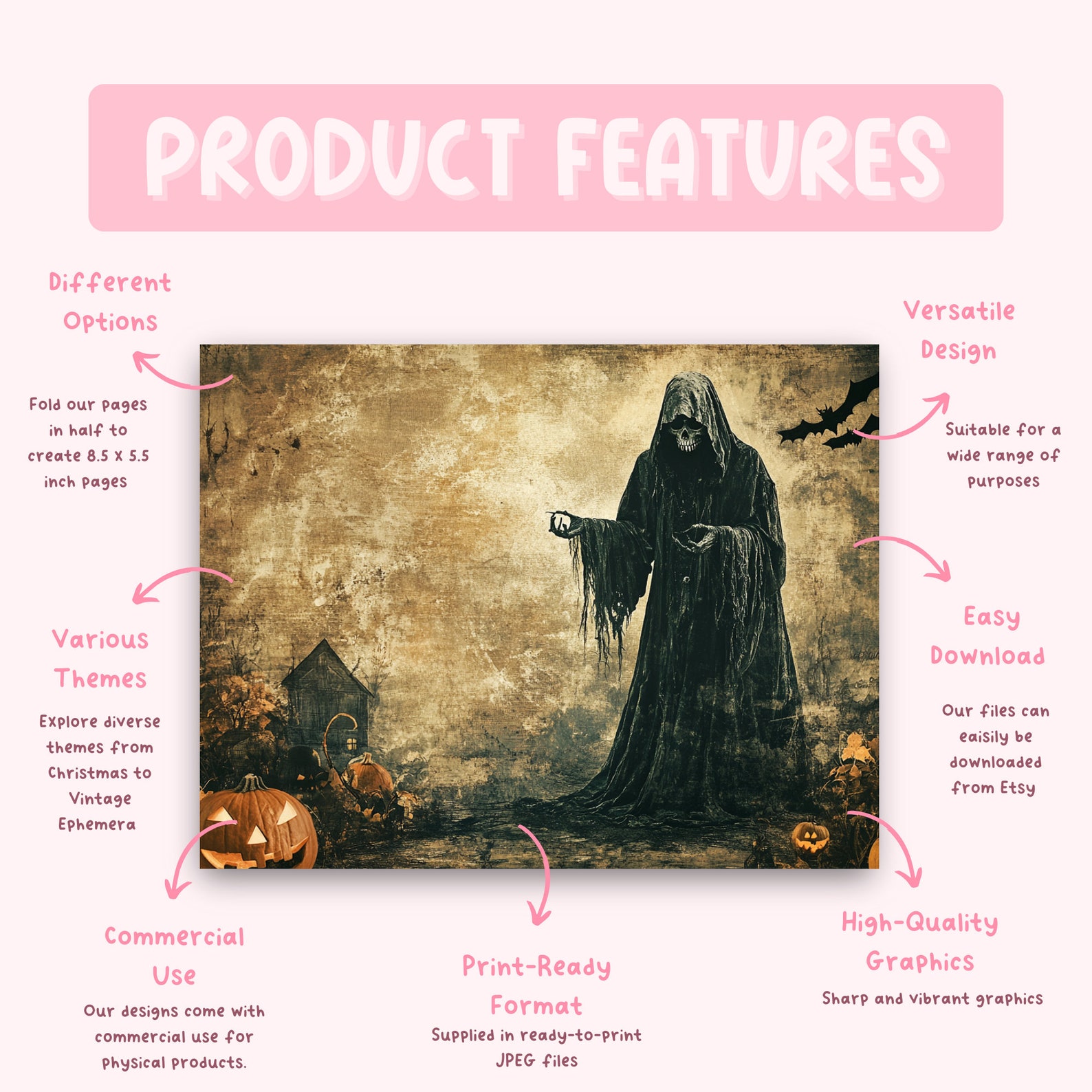 Grim Reaper Junk Journal Printable Pages, Digital Scrapbook Paper Kit ...
